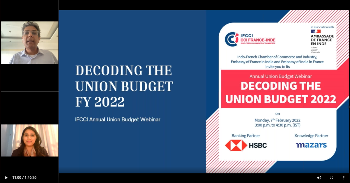 Webinar on Decoding the Union Budget 2022 | CCI France Inde